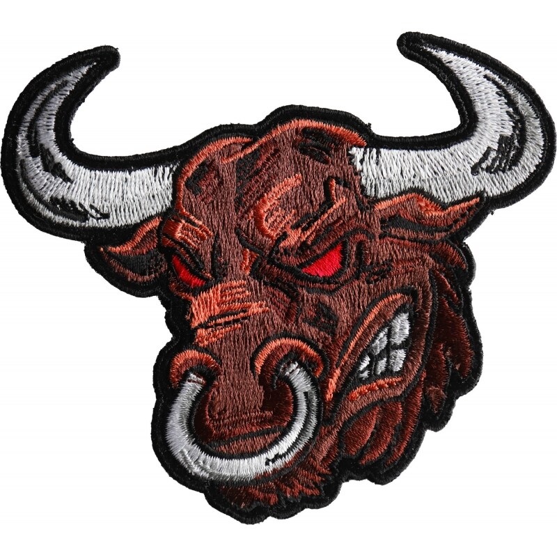 Patch, Embroidered Patch (Iron-On or Sew-On), Angry Bull Horns Nose ...