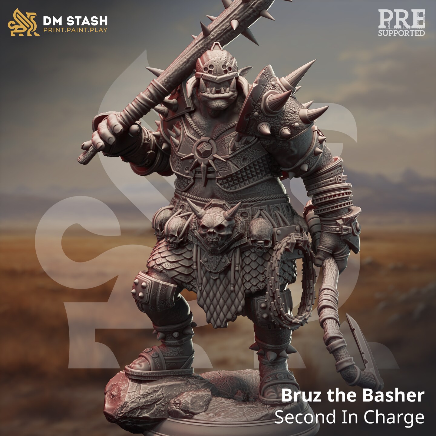 Bruz the Basher from DM Stash's Orc Incursion set. Total height apx ...