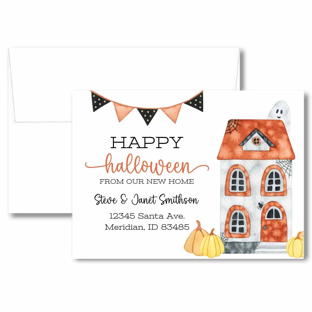 Halloween moving announcement, fall new address stationery, Halloween ...
