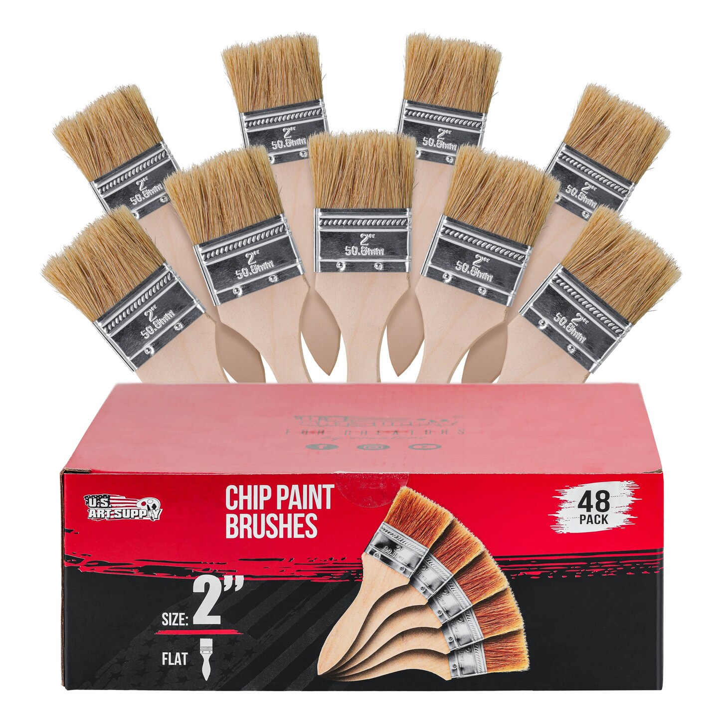 48 Pack of 2 inch Paint and Chip Paint Brushes for Paint, Stains ...