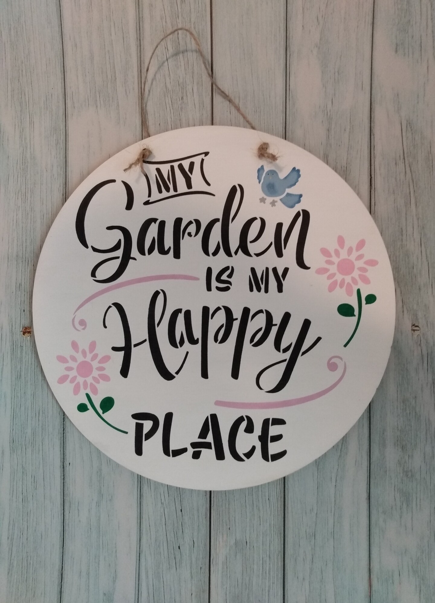 Gardening Sign, Round Wall Decor, My Garden Is My Happy Place Sign ...