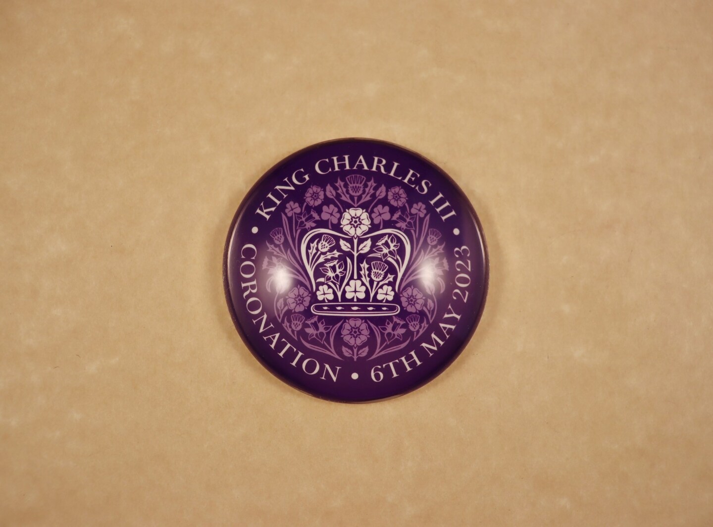 Coronation Paperweight, King Charles III, Royal Purple Emblem ...