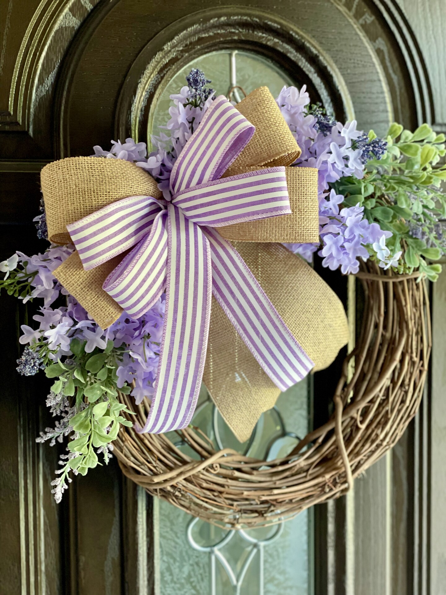 Lilac and Lavender Wreath for Front Door, Farmhouse Style Outdoor ...