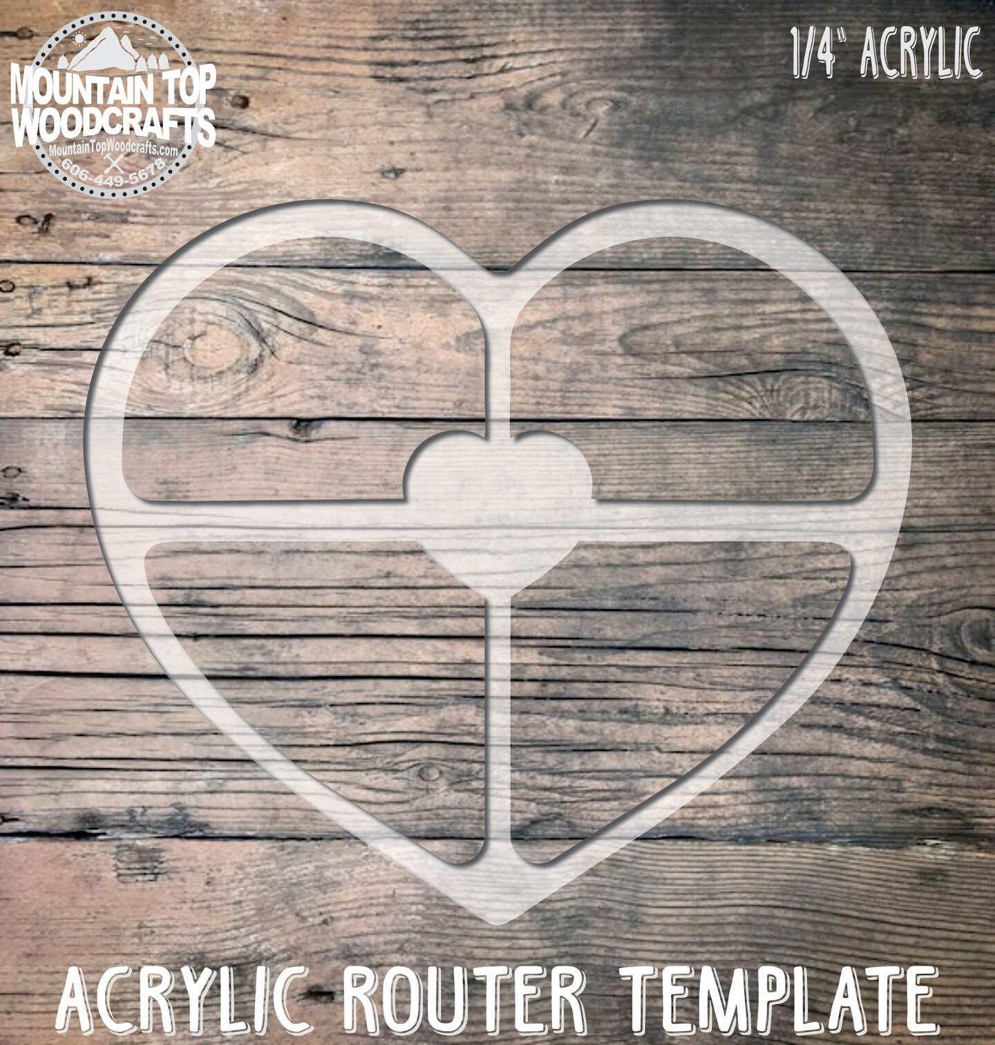 Heart 4 Section Tray ~ Acrylic Inlay Wood Router Template Stencil ...