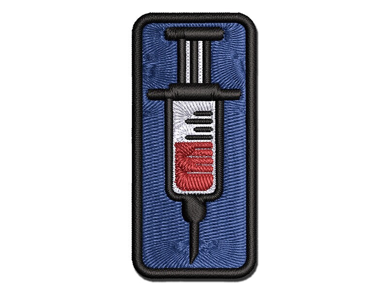 Medical Syringe Multi-Color Embroidered Iron-On or Hook & Loop Patch ...