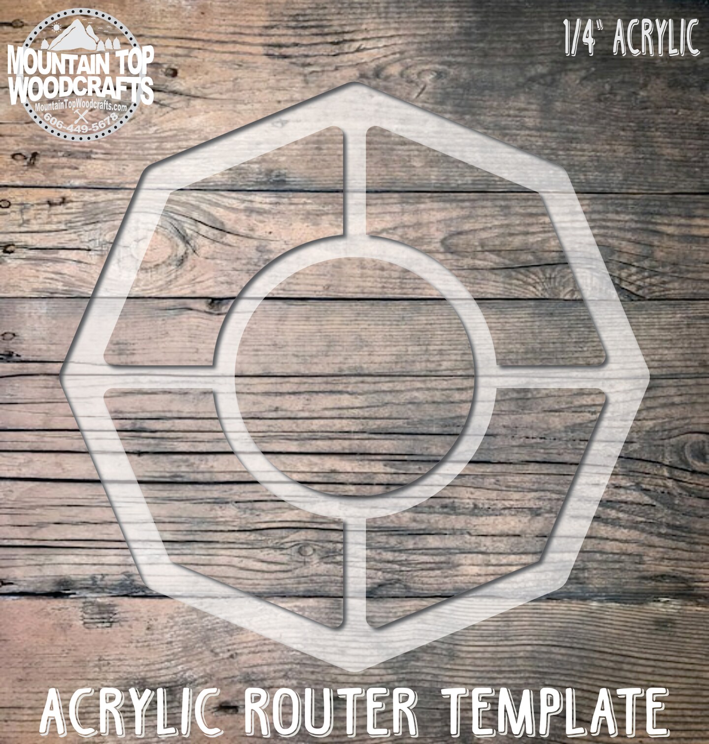 Octagon 5 Section Tray ~ Acrylic Inlay Wood Router Template Stencil ...