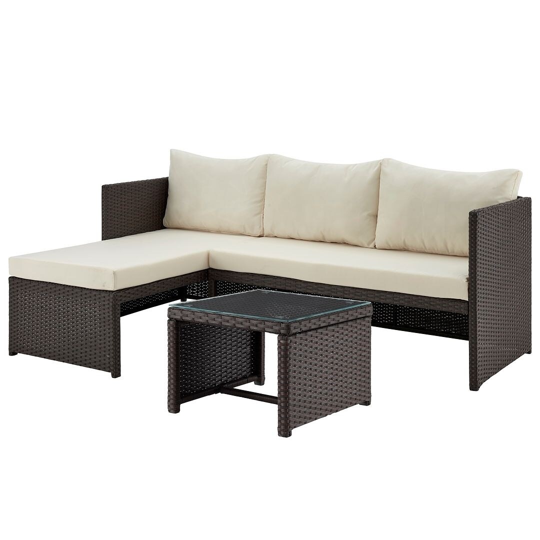 Manhattan Comfort Menton Steel Rattan 2-Piece Chair Lounge and 2 Seater ...