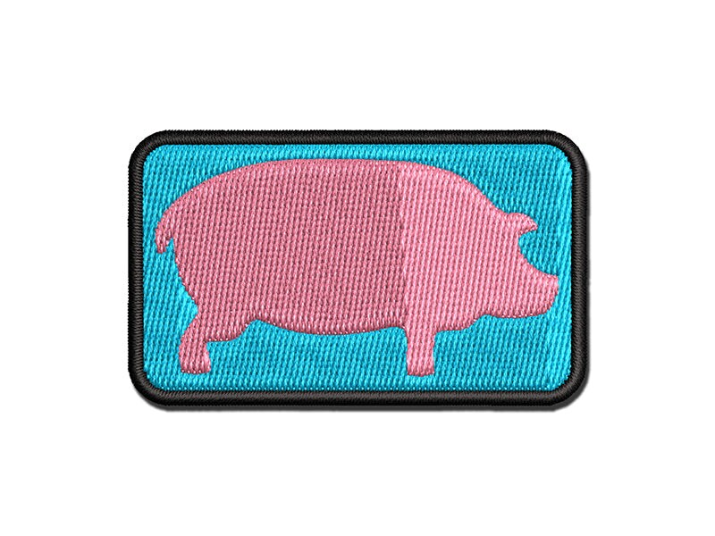 Pig Solid Side View Multi-Color Embroidered Iron-On or Hook & Loop ...
