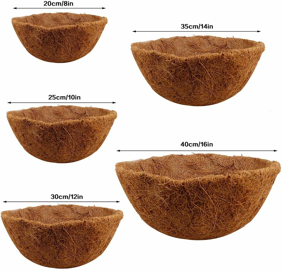 Kitcheniva Natural Round Coconut Liners For Hanging Flower Basket 2 Pcs ...