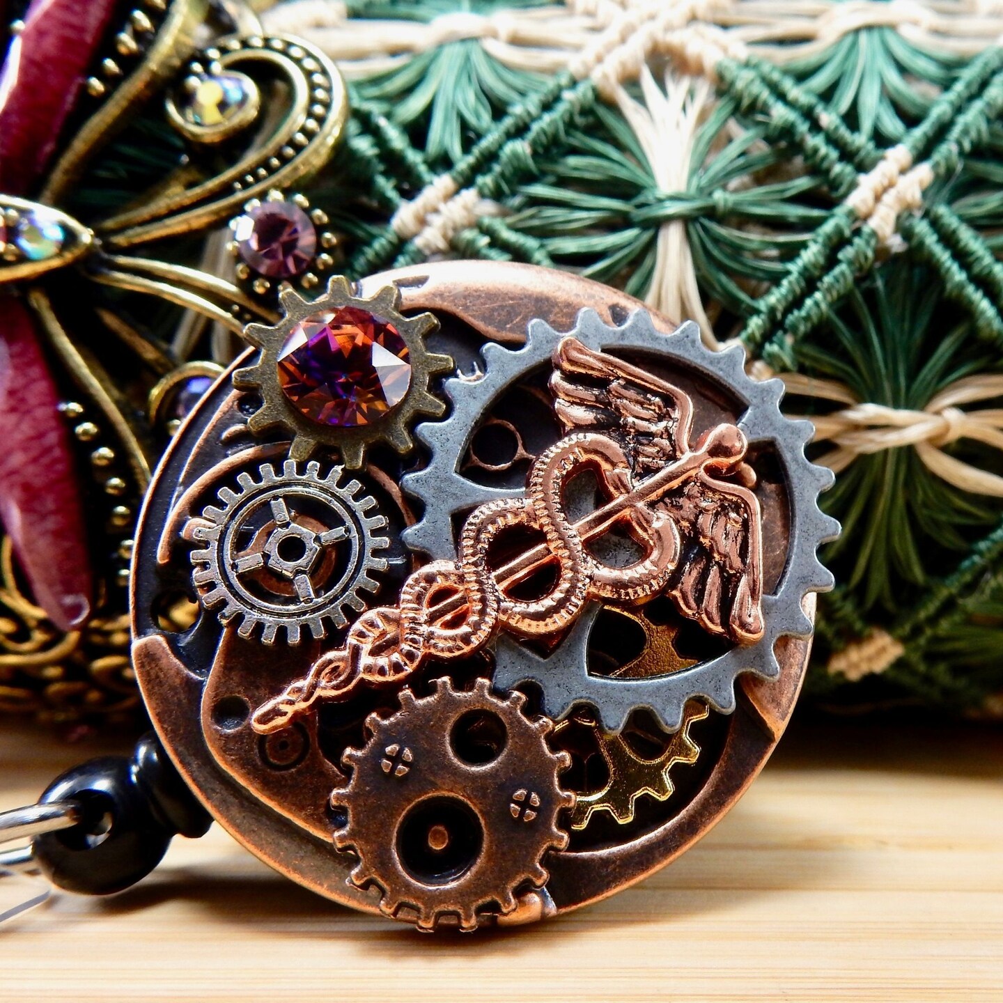 Crystal Nurse Badge Holder, Steampunk Caduceus Medical Accessory ...