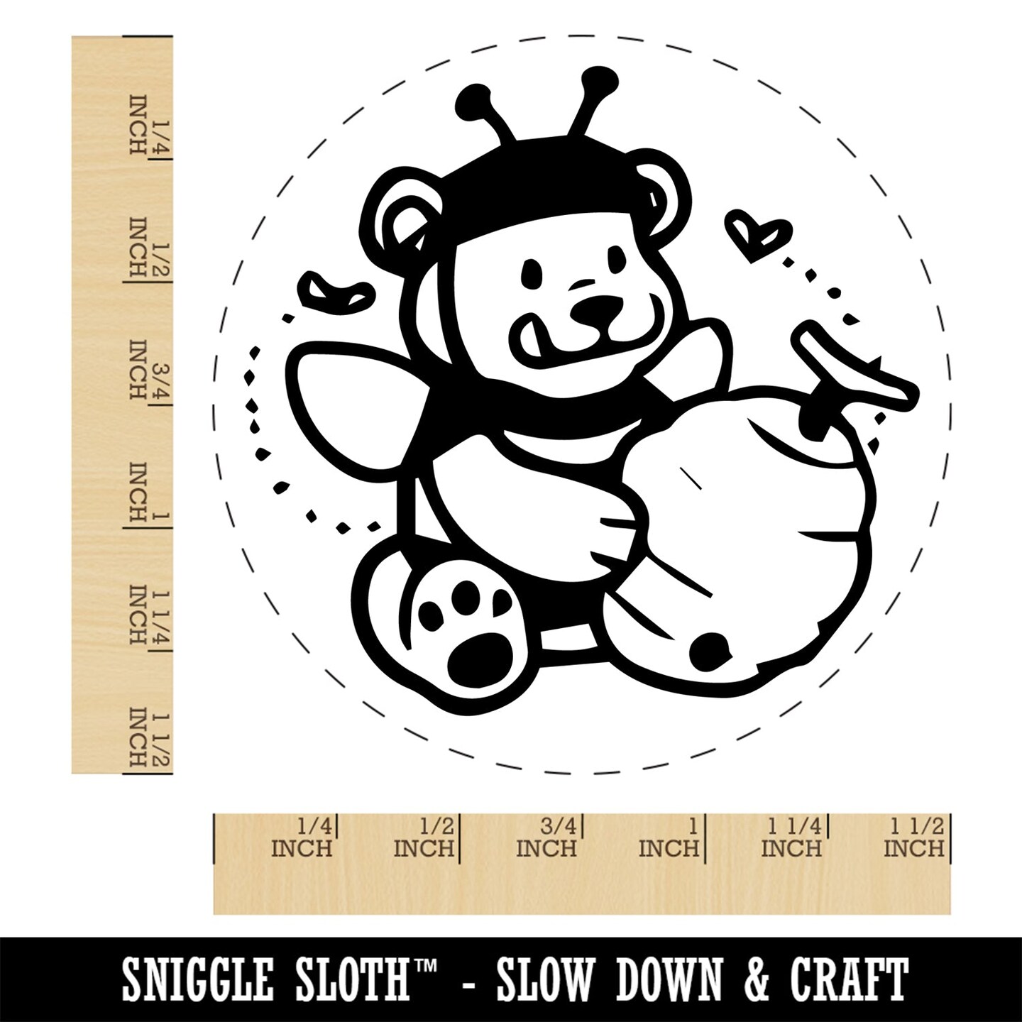 Hungry Honey Bear with Bee Hive Self-Inking Rubber Stamp Ink Stamper ...