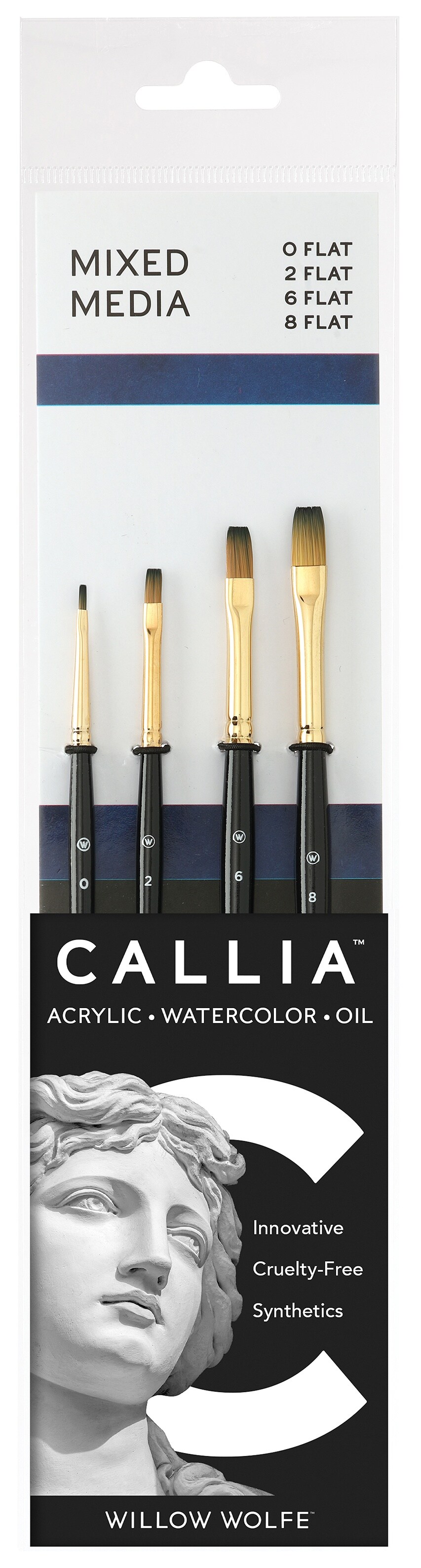 Willow Wolfe Callia Artist Mixed Media Flat Shader Brush Set-Flat ...