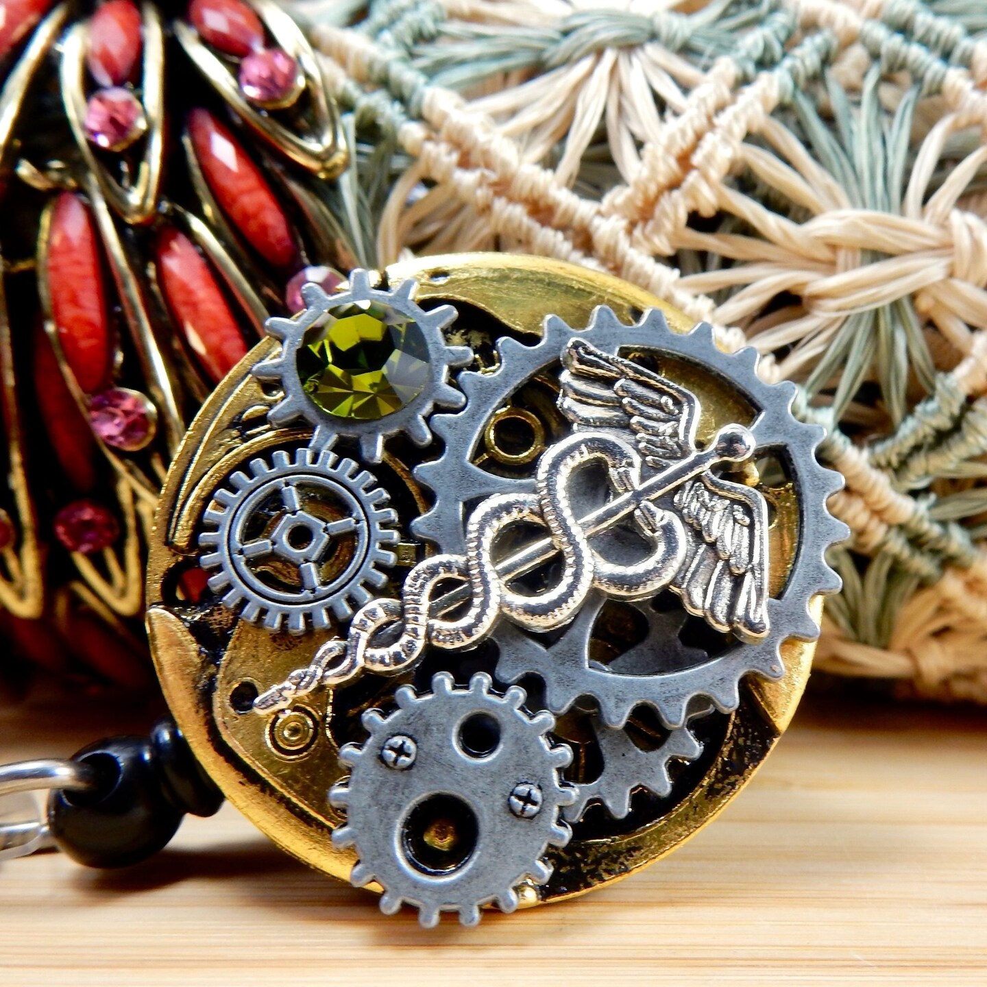 Custom Badge Clip, Steampunk Medical Graduation Accessories, Caduceus ...