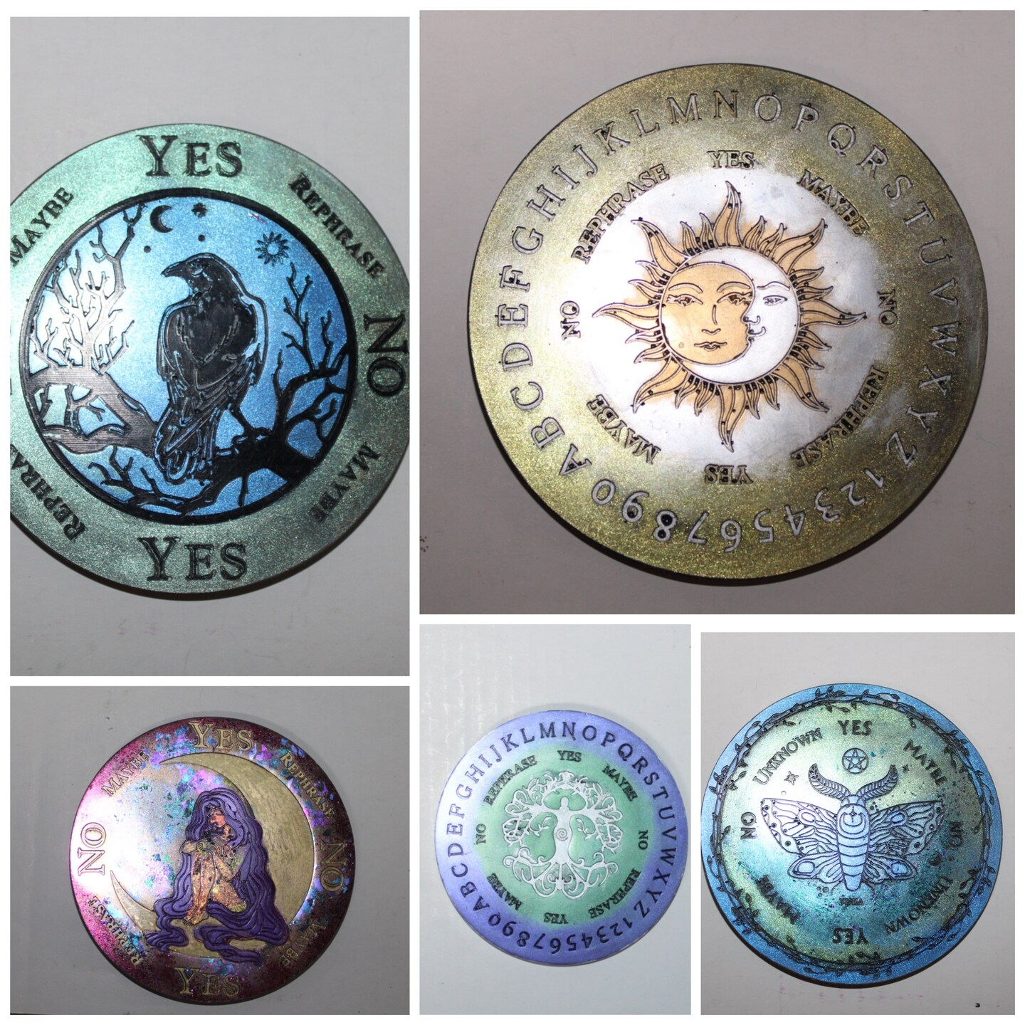 Custom Handmade Epoxy Resin, celestial, black crow, moon goddess, tree ...