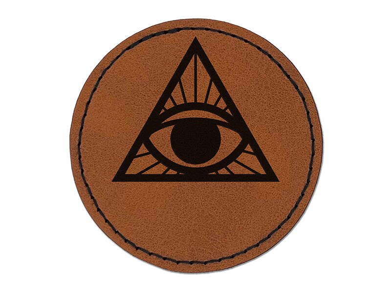 All Seeing Eye of Providence Round Iron-On Engraved Faux Leather Patch ...