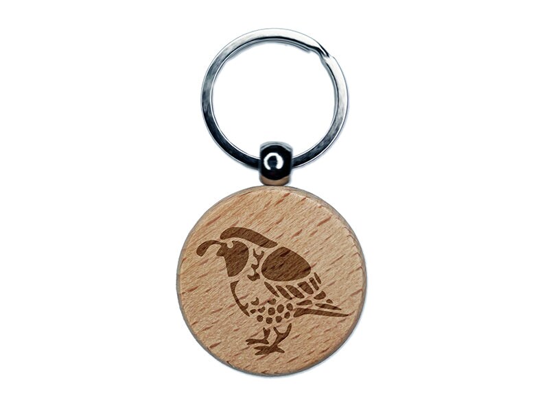Southwestern Style Tribal Quail Bird Engraved Wood Round Keychain Tag ...