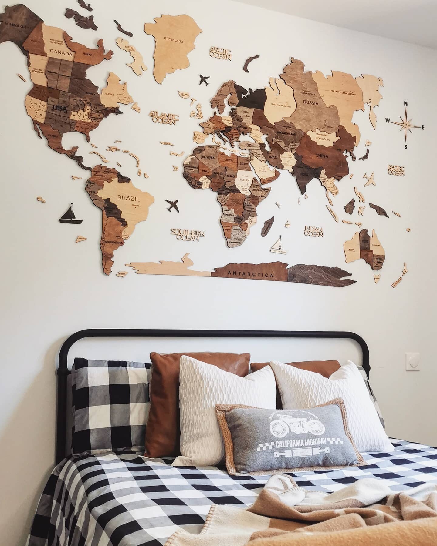 Modern Home Decor, 3D World Map, Living Room Decor, Wood Wall Art by ...