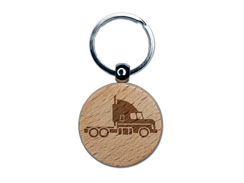 Big Rig Mac Semi Truck Engraved Wood Round Keychain Tag Charm | Michaels