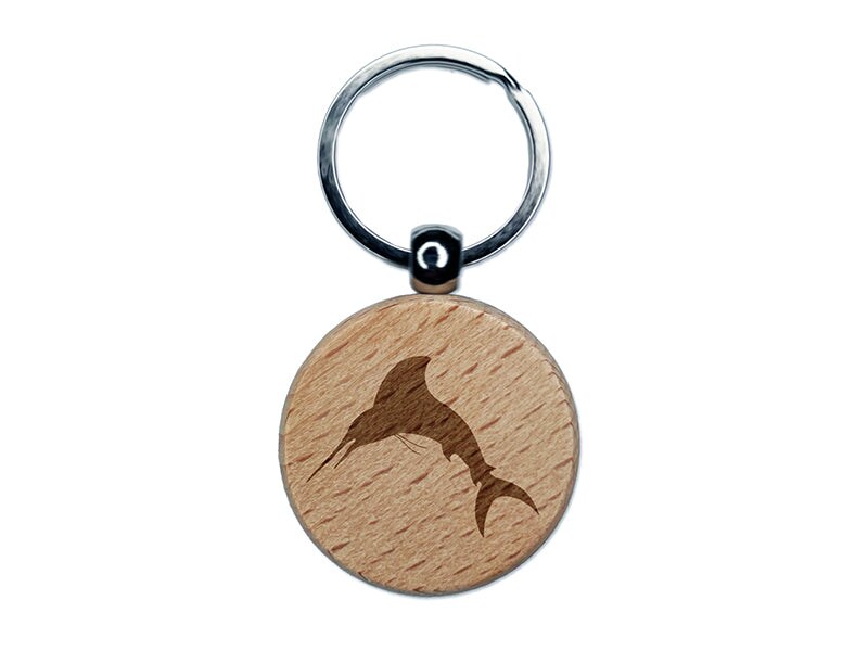 Marlin Fish Engraved Wood Round Keychain Tag Charm | Michaels