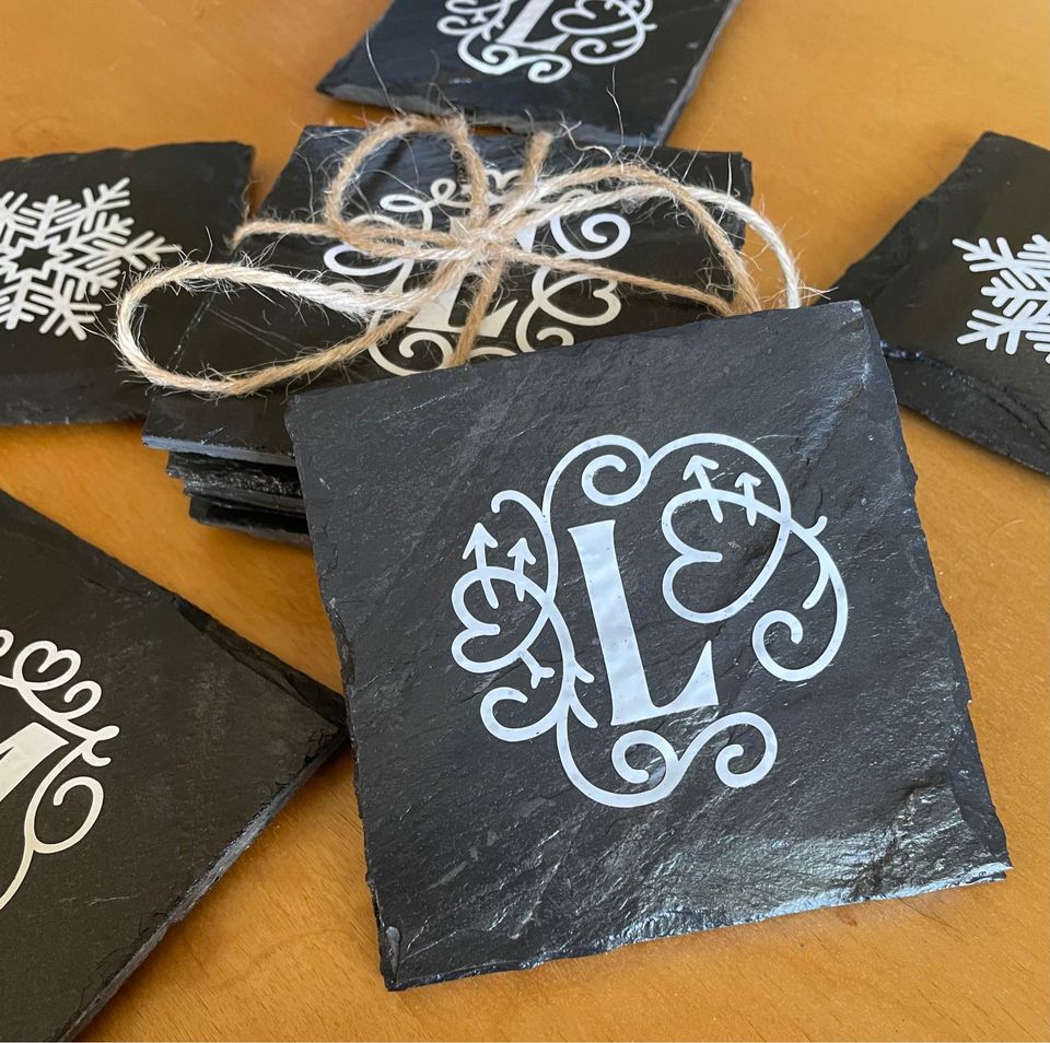 Monogrammed Slate Coasters | MakerPlace by Michaels