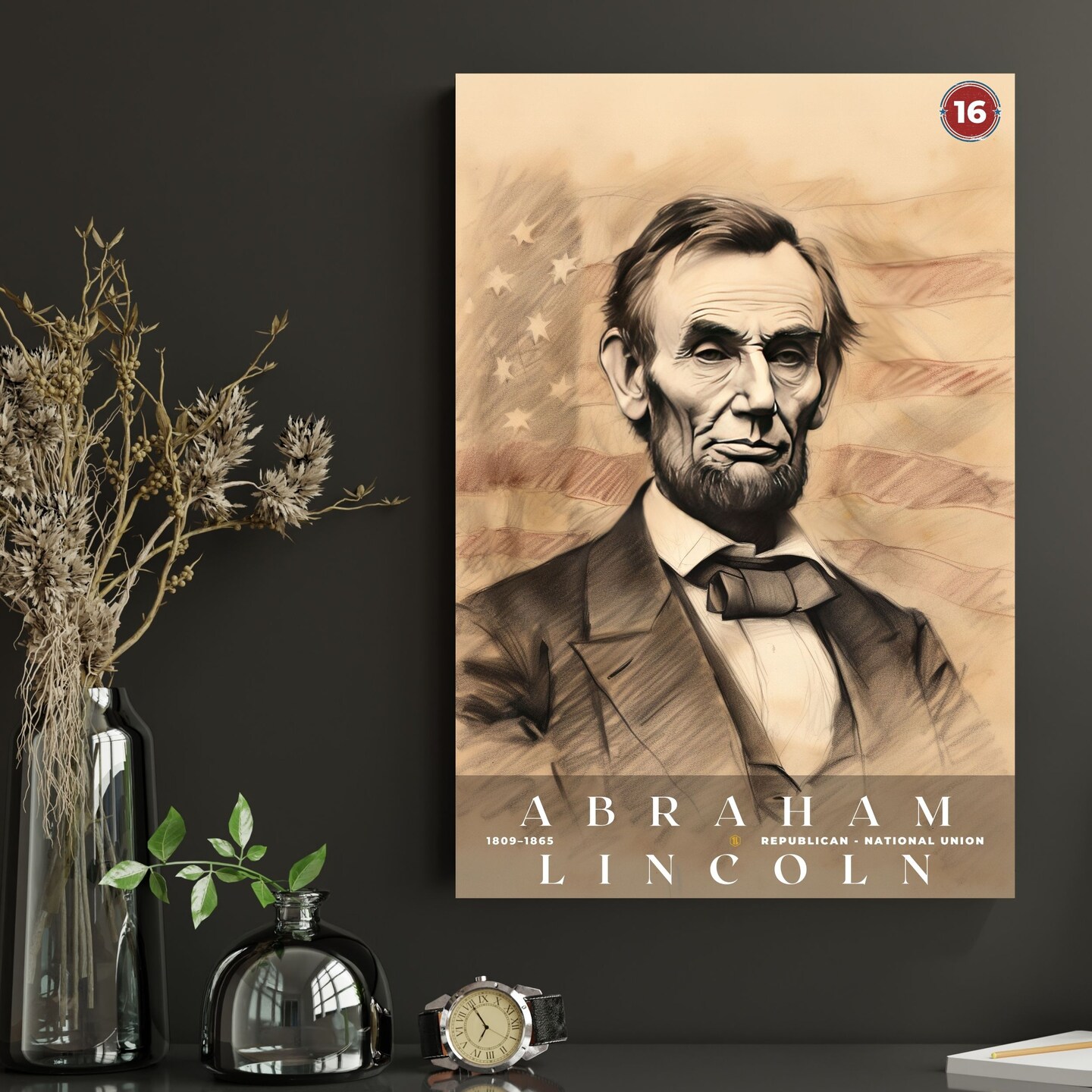 Abraham Lincoln Poster, US President Print, Office Poster, Home Decor ...