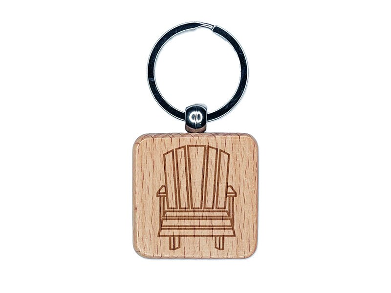 Adirondack Beach Lake Chair Outline Engraved Wood Square Keychain Tag ...
