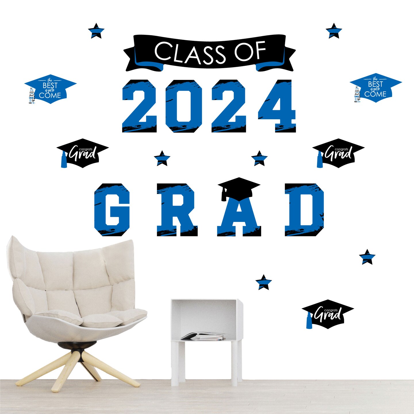 Big Dot of Happiness Blue Class of 2024 Graduation Party Wall Decals ...
