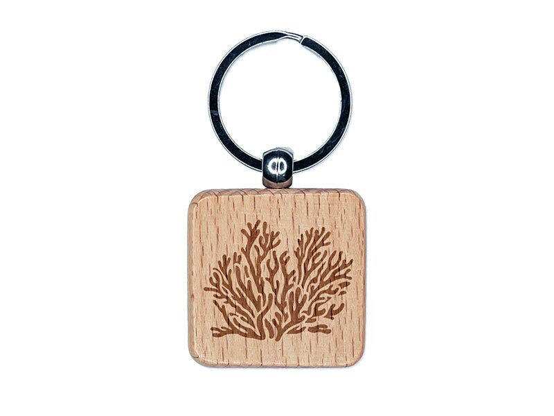 Coral Reef Ocean Engraved Wood Square Keychain Tag Charm | Michaels