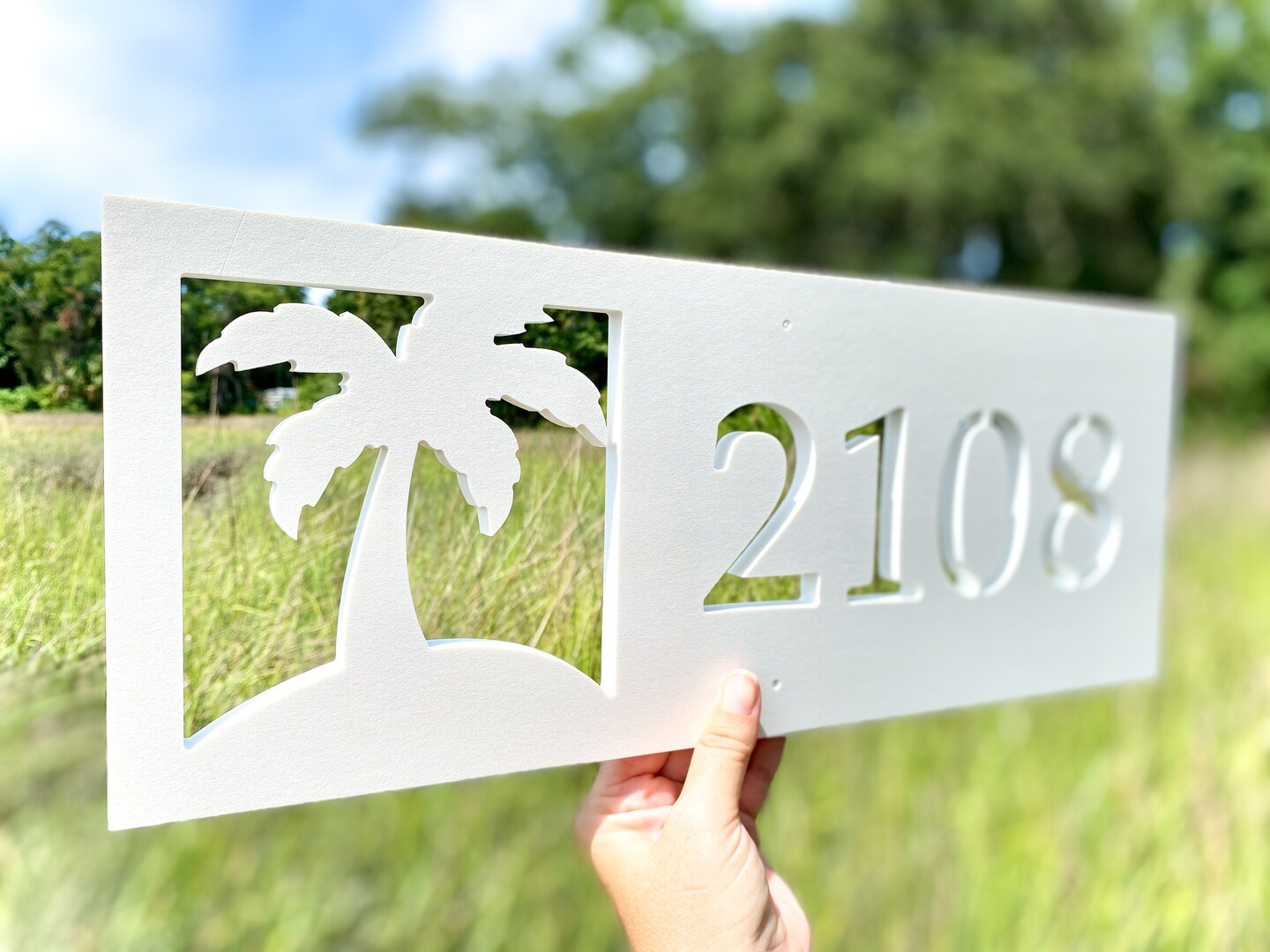 Horizontal Palm Tree Address Sign, Weatherproof House Numbers, Beach ...
