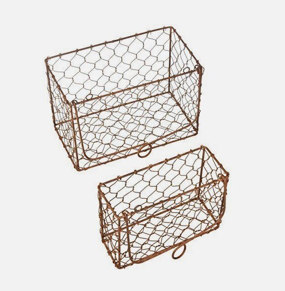Small and large metal baskets for organizing the farmhouse bathroom ...