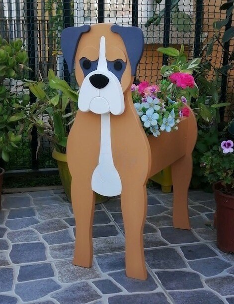 Boxer Dog Planter - Wooden Planter Box - DIY Kit - Realistic Dog Garden ...
