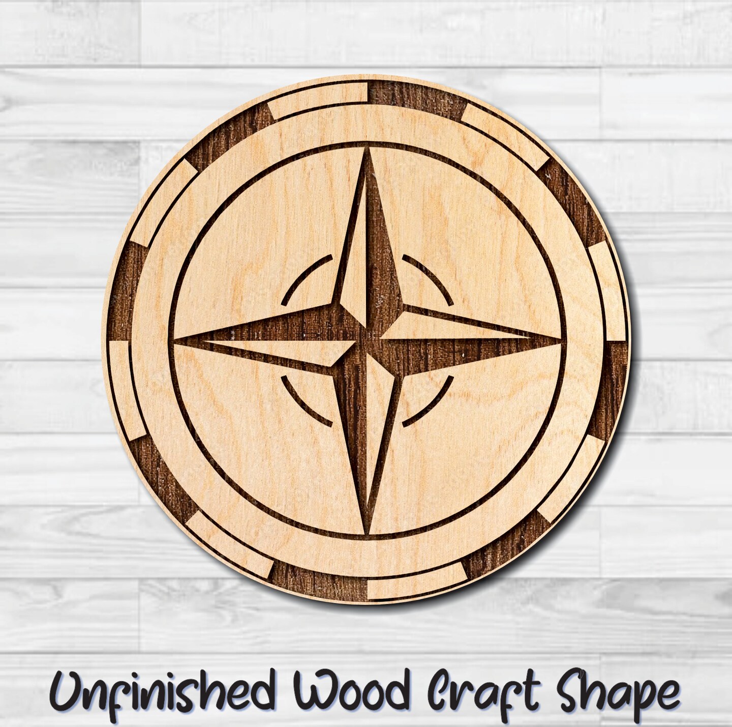 Mariner's Compass 5 Unfinished Wood Shape Blank Laser Engraved Cut Out ...