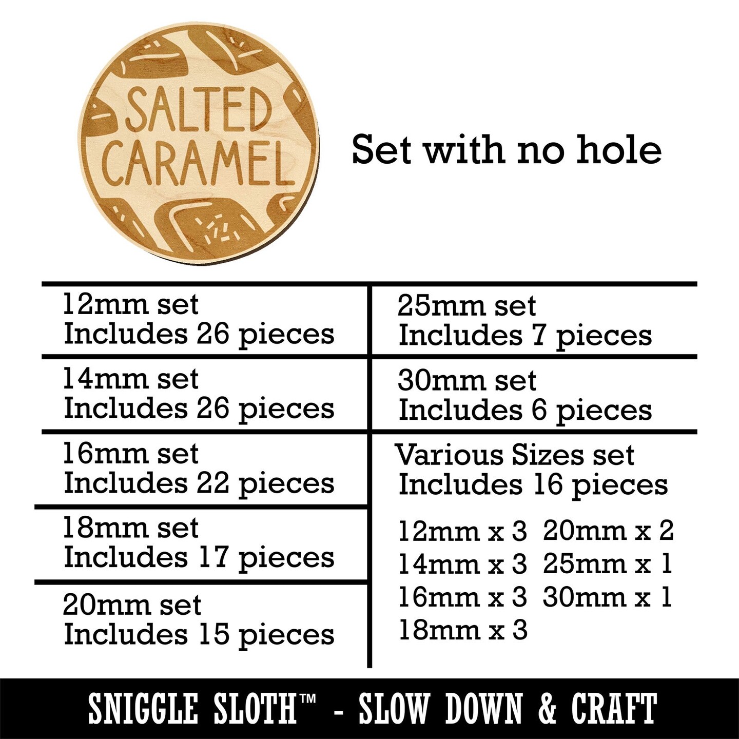 Salted Caramel Text with Image Flavor Scent Mini Wood Shape Charms ...