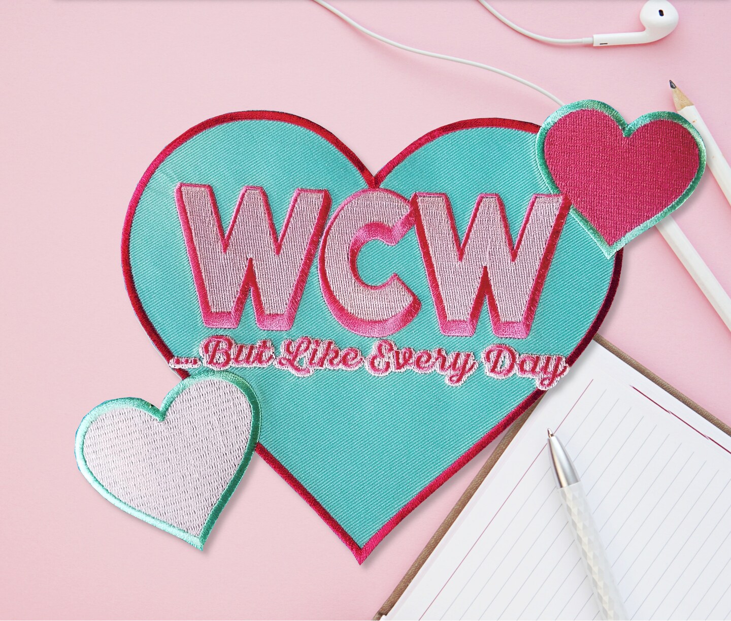 Woman Crush Wednesday Large Woven Heart Back Patch WCW Cute Pastel ...