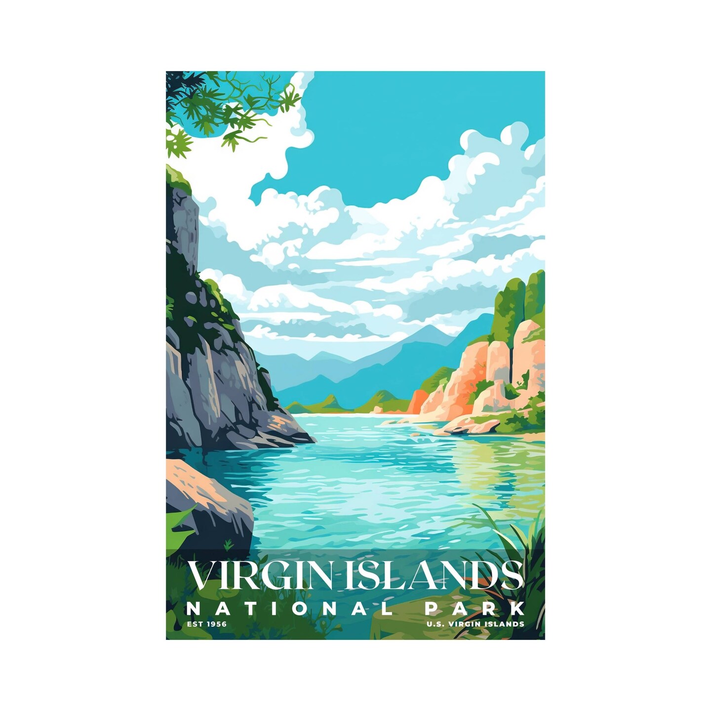 Virgin Islands National Park Poster, Travel Art, Office Poster, Home ...