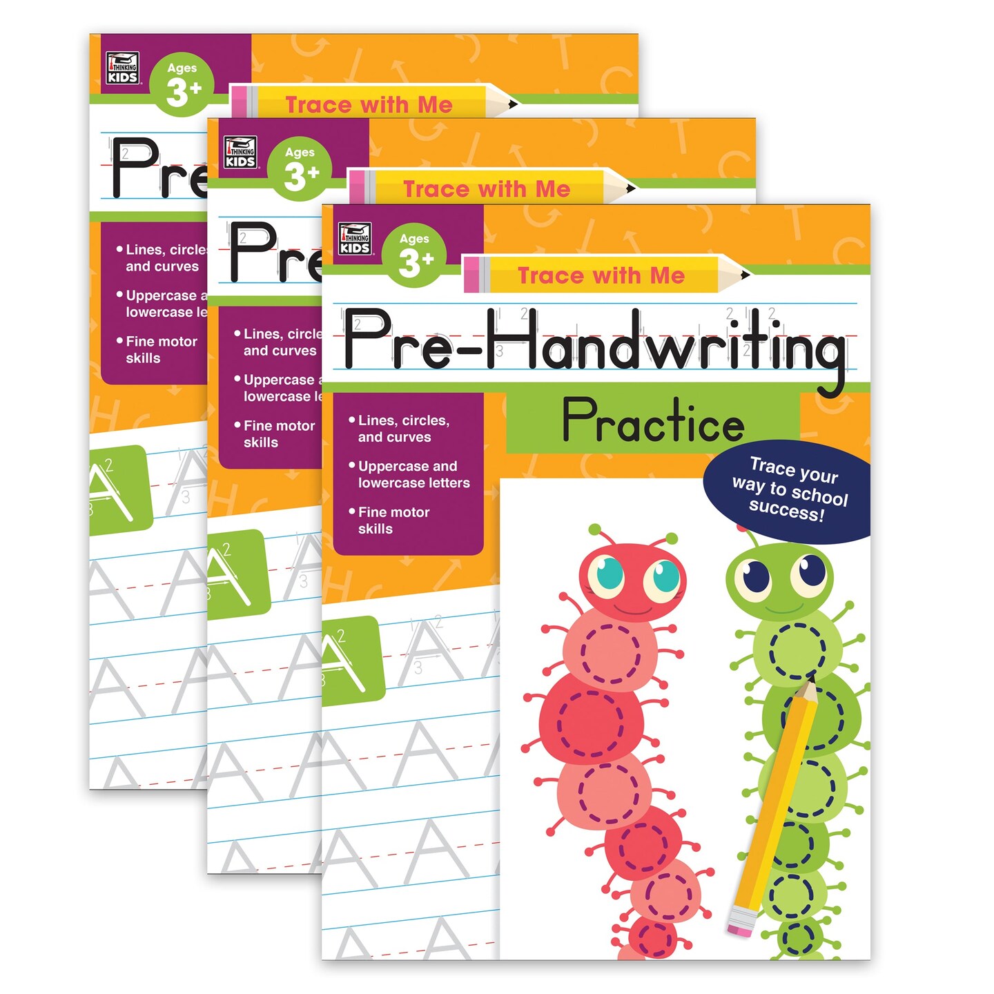 Pre-Handwriting Practice Activity Book, Grade Preschool-2, Pack of 3 ...