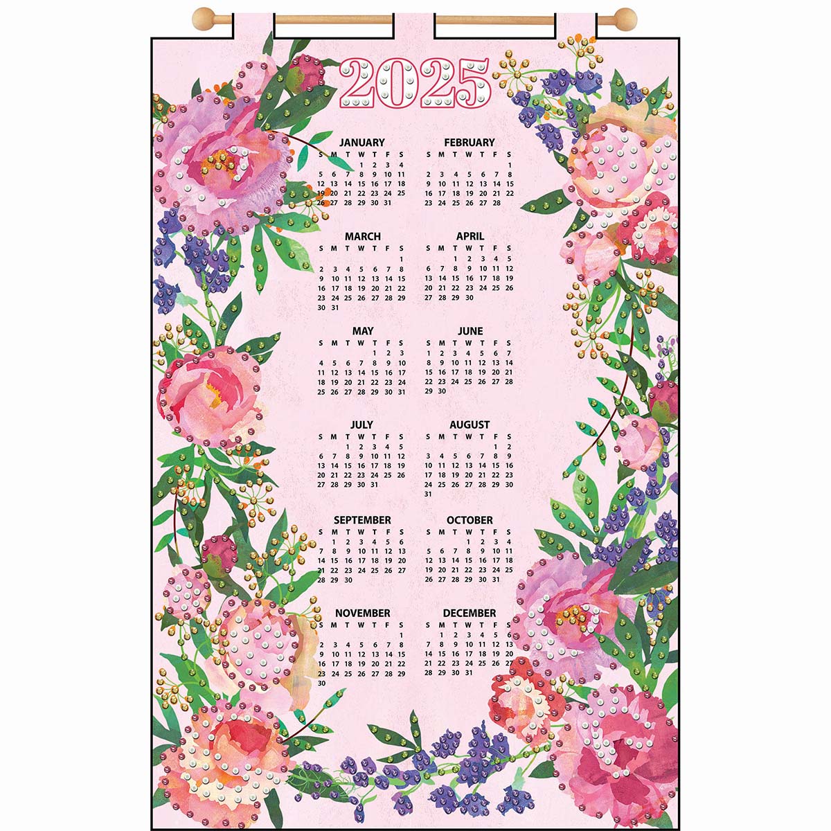 Design Works Pink Flower Border Calendar Felt & Sequin Kit | Michaels