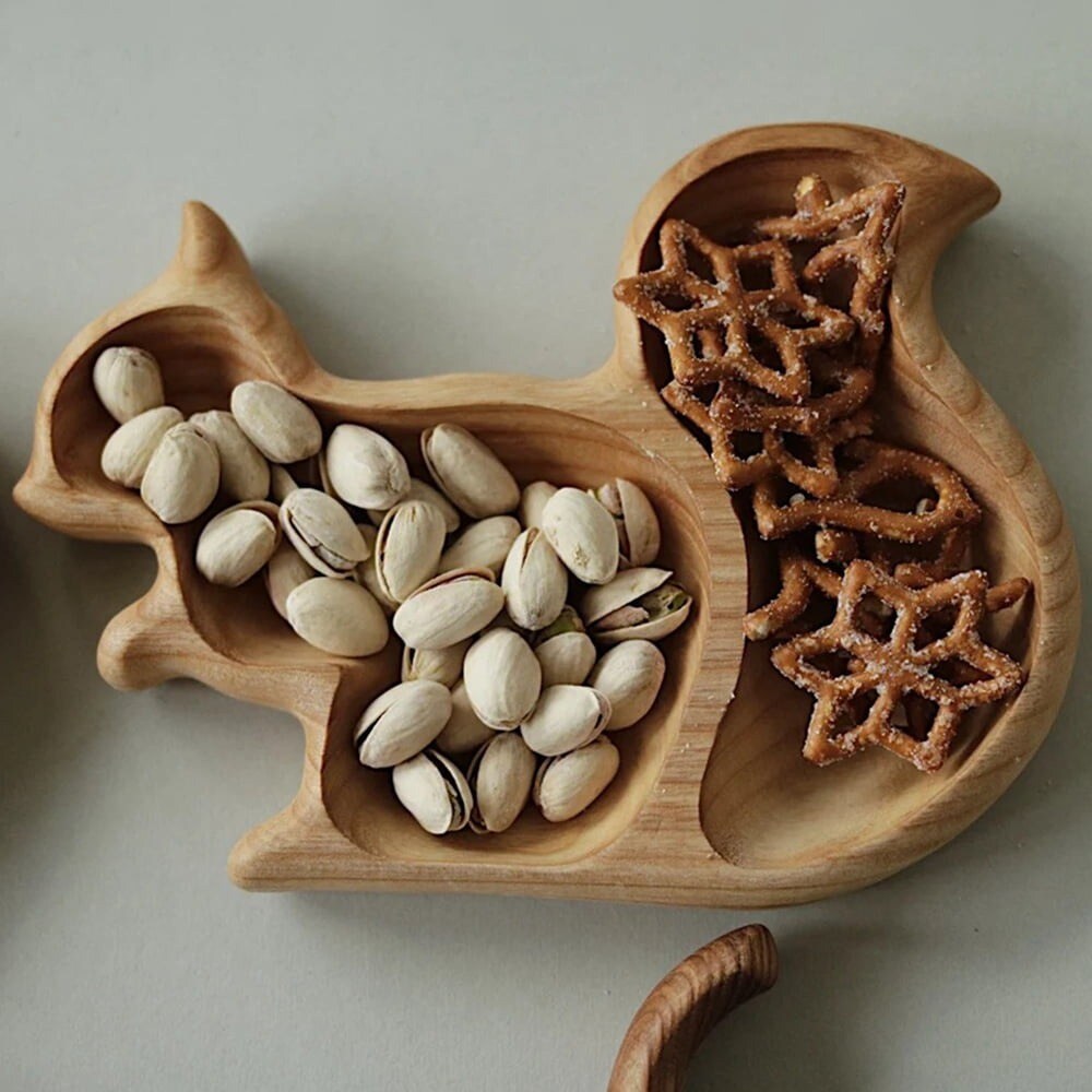 Squirrel Wood Kid Plate - Animal Dinner Plate - Child Novelty Tray ...