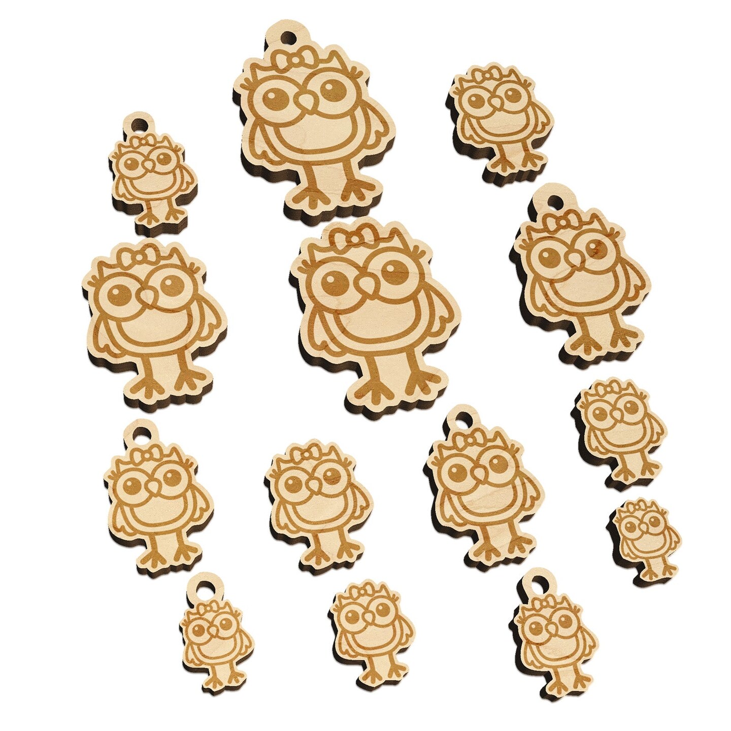 Cute Girl Owl with Bow Mini Wood Shape Charms Jewelry DIY Craft | Michaels
