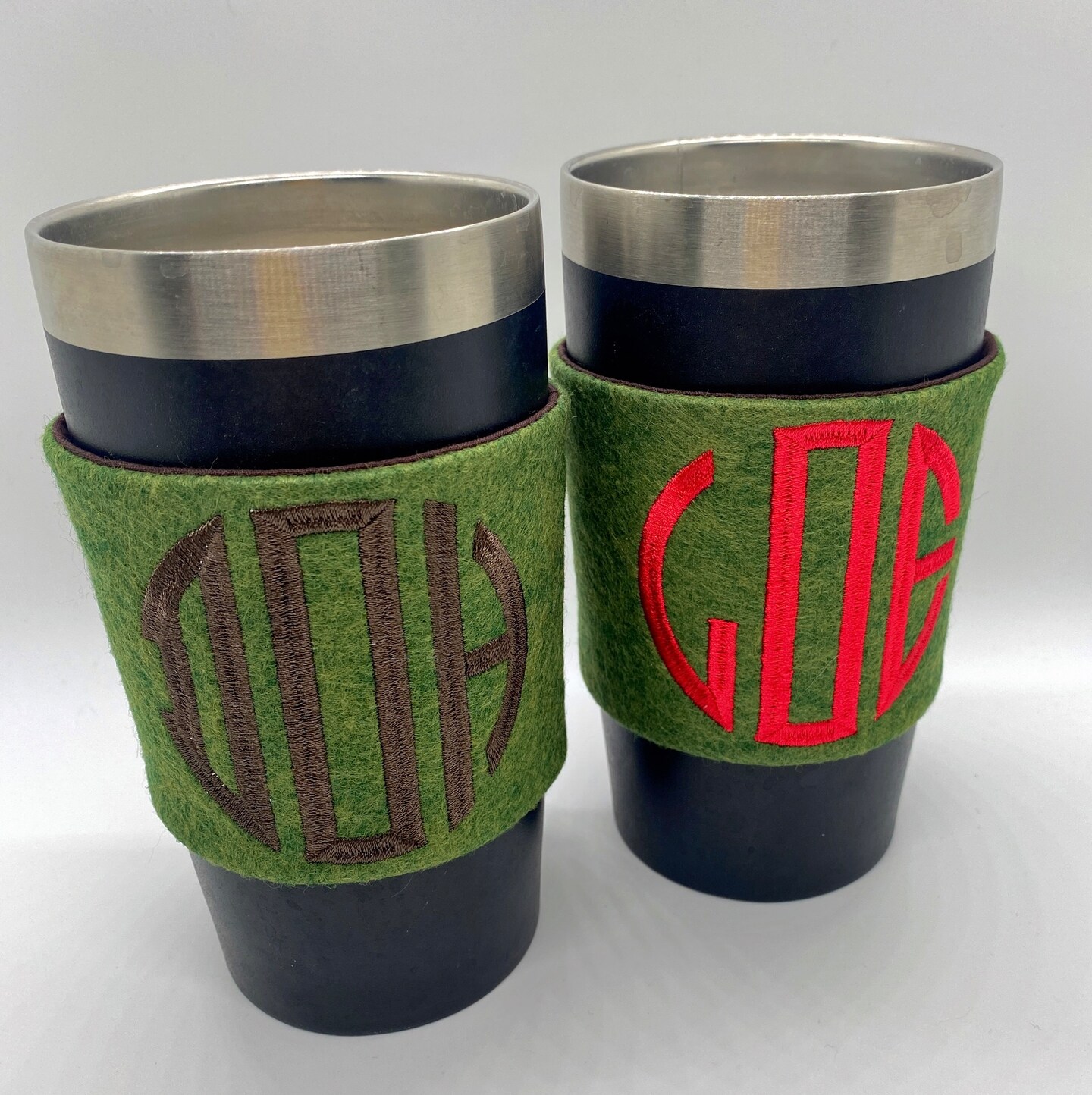 Circle Monogram Reusable Coffee Beverage Wrap Grass Green MakerPlace Circle Monogram Reusable Coffee Beverage Wrap Grass Green MakerPlace