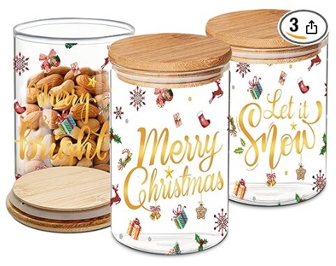 Merry Christmas Canisters Sets for Kitchen Countertop - Clear Christmas ...