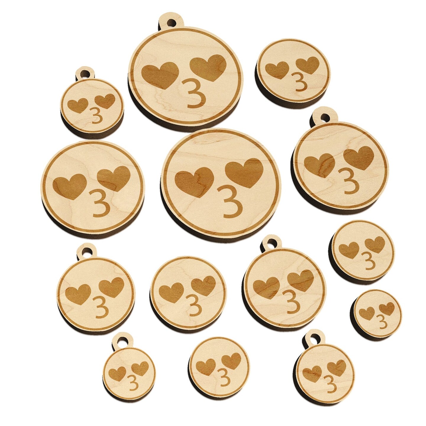 Kawaii Cute Heart Eyes Kissy Face Mini Wood Shape Charms Jewelry DIY ...