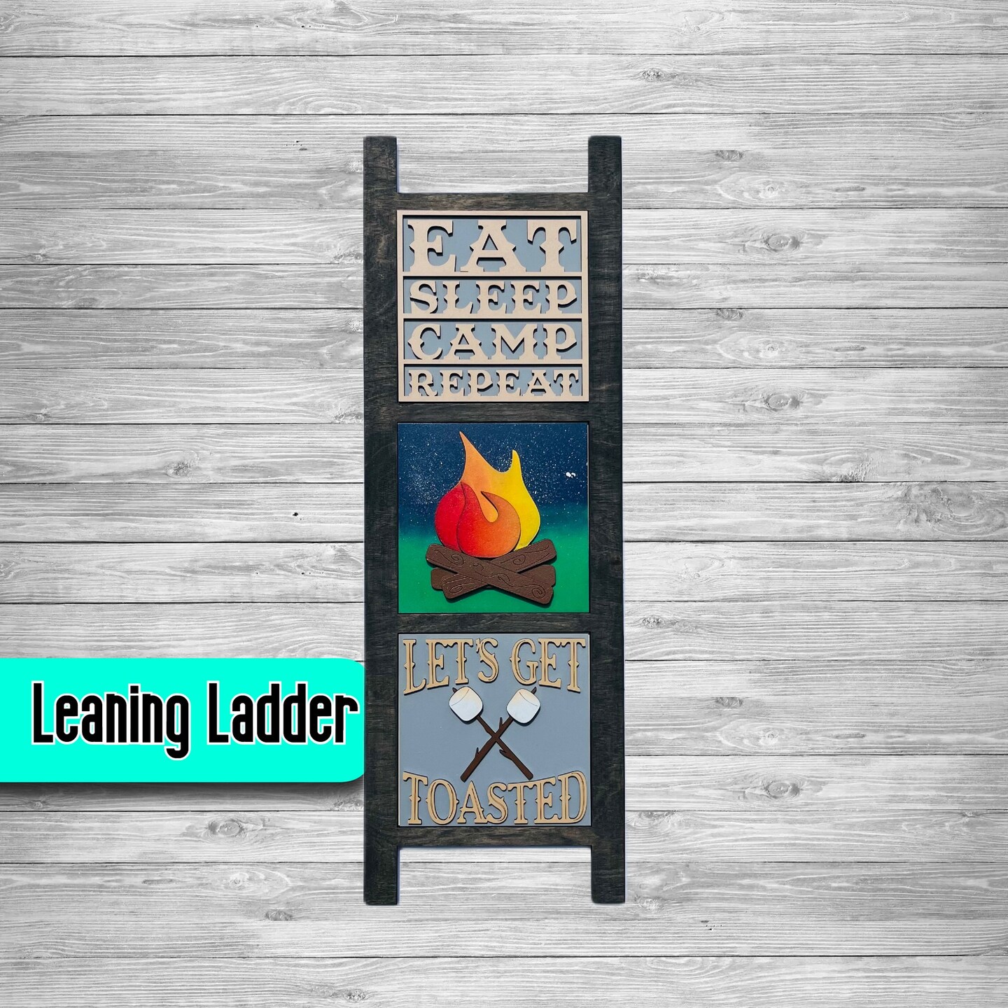 Camping Interchangeable Leaning Ladder Set | 3 Tiered Leaning Ladder ...