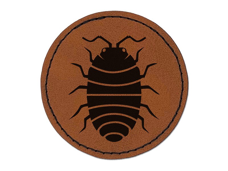 Isopod Pill Bug Woodlouse Round Iron-On Engraved Faux Leather Patch ...