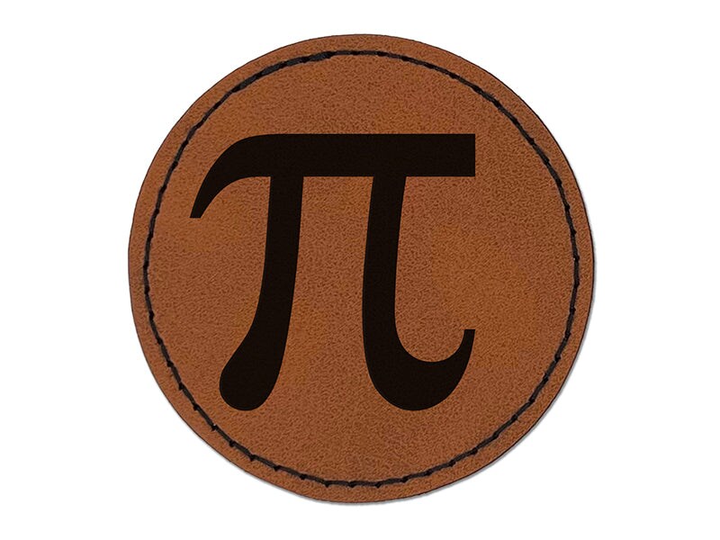 Pi Symbol Round Iron-On Engraved Faux Leather Patch Applique - 2.5 ...