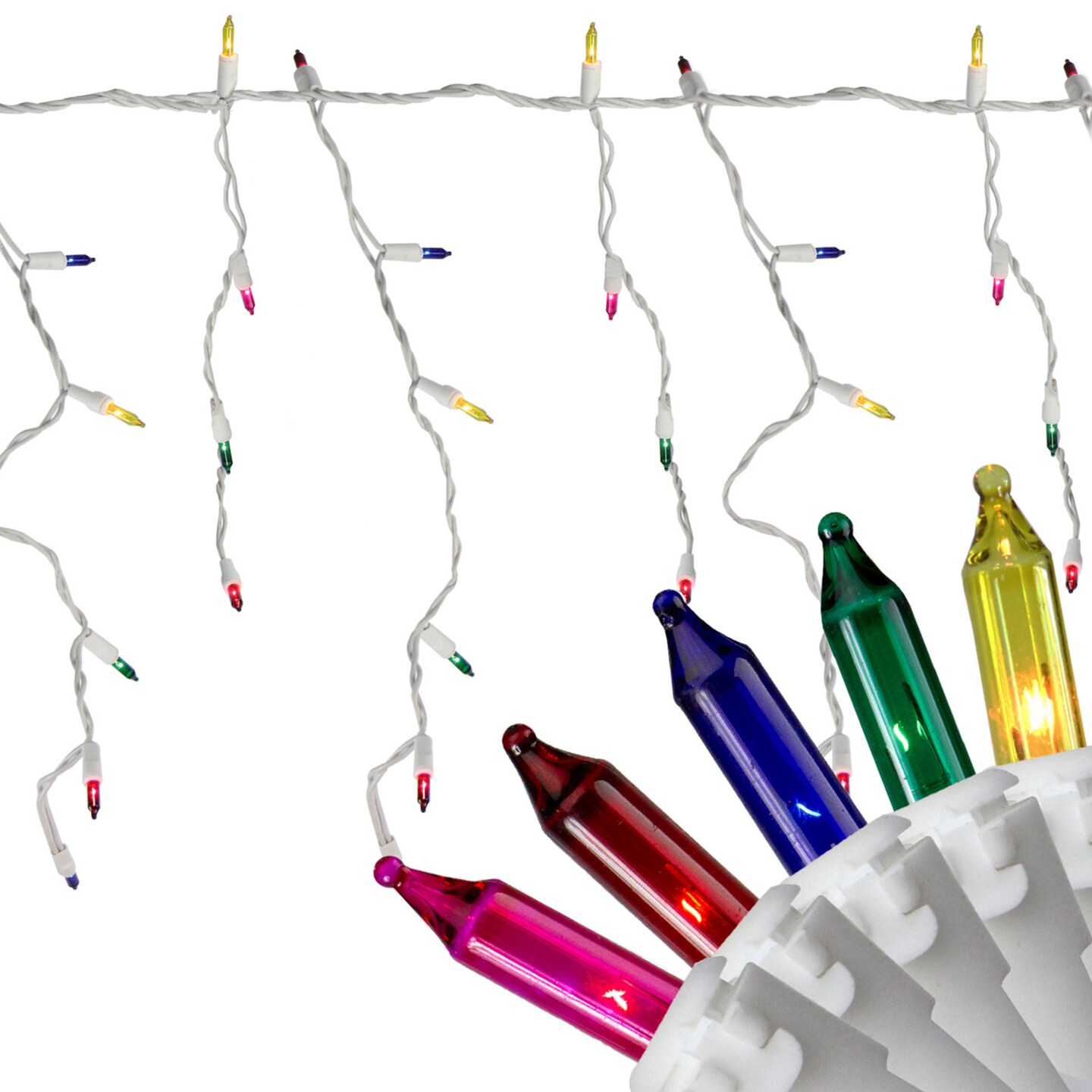 Northlight Mini Incandescent Icicle Christmas Lights - Multi-color - 8. ...