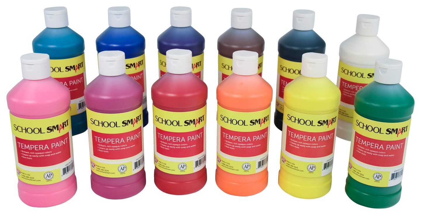 School Smart Tempera Paints, Assorted Colors, Pint Set of 12 | Michaels