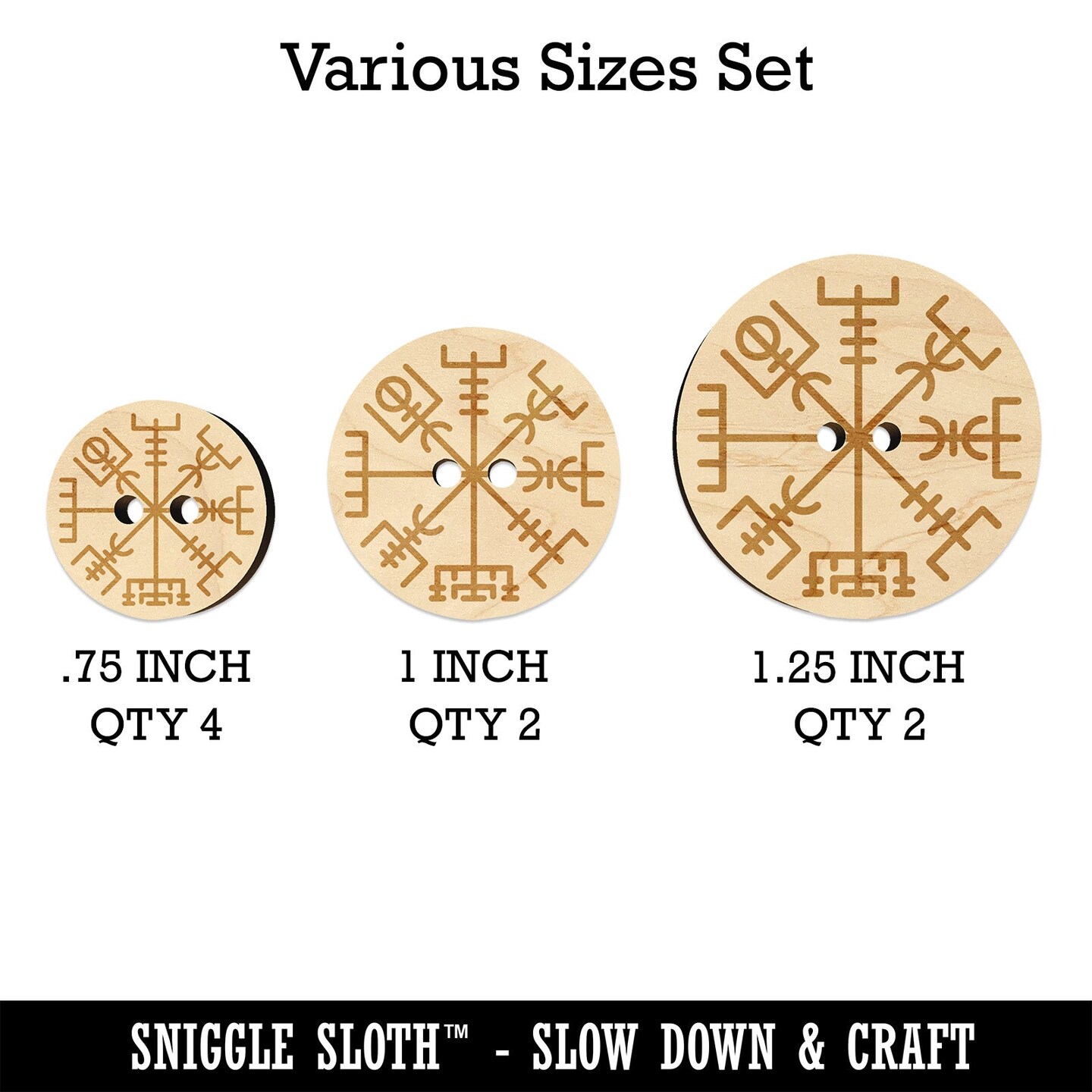 Viking Vegvisir Norse Protection Rune Wood Buttons for Sewing Knitting ...