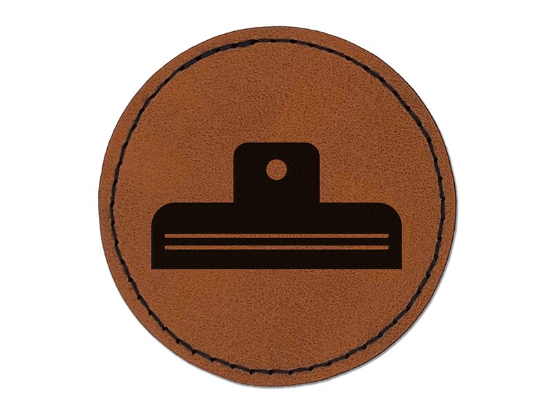 Fun Binder Paper Clip Round Iron-On Engraved Faux Leather Patch ...