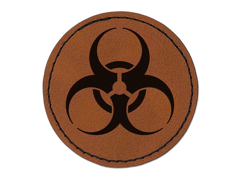 Biohazard Symbol Round Iron-On Engraved Faux Leather Patch Applique - 2.5" | Michaels